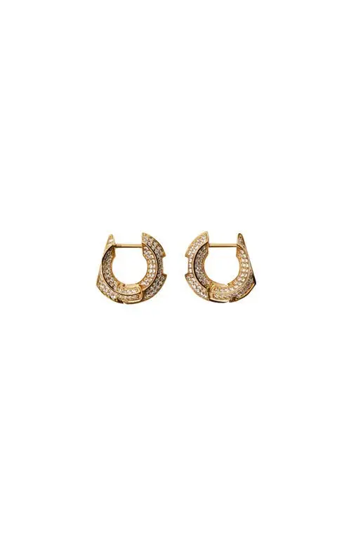 Burberry Hollow Pavé Hoop Earrings - Gold/clear