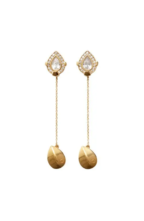 Burberry Shield Pendant Drop Earrings - Gold/clear