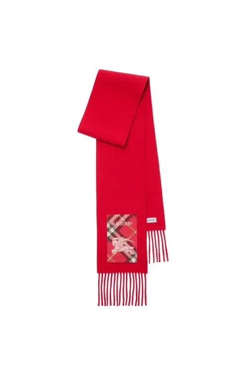 Burberry Check Label Cashmere Scarf - Crayon Red