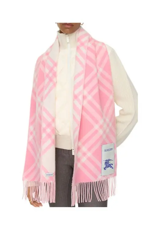 Burberry Check Cashmere Scarf - Sugar Pink