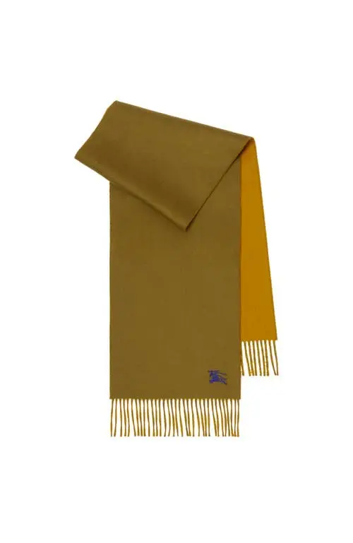 Burberry Reversible Cashmere Scarf - Pea/teak