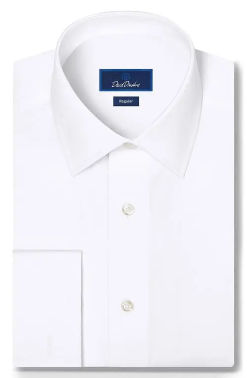 David Donahue Regular Fit French Cuff Cotton Broadcloth Dress Shirt - White