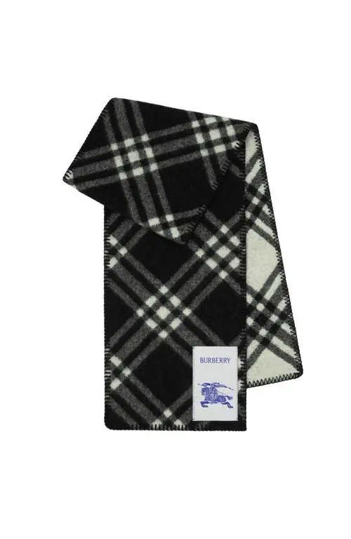 Burberry Check Wool Scarf - Black
