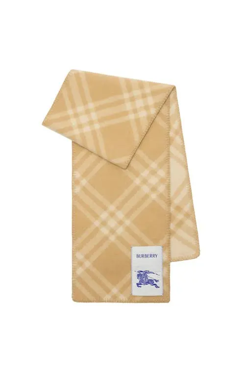 Burberry Check Wool Scarf - Sand Beige