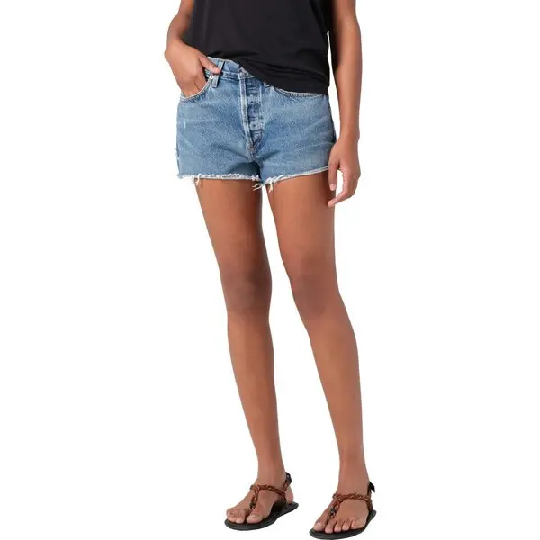 AGOLDE Parker High Waist Denim Cutoff Shorts - Chorus
