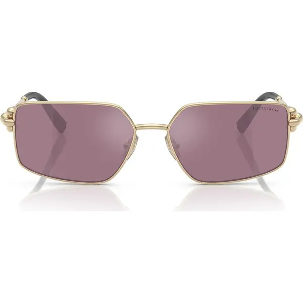 Tiffany & Co. 58mm Rectangle Sunglasses - Gold / Violet Internal Gold