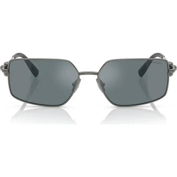 Tiffany & Co. 58mm Rectangle Sunglasses - Ruthenium /grey Mirror Black