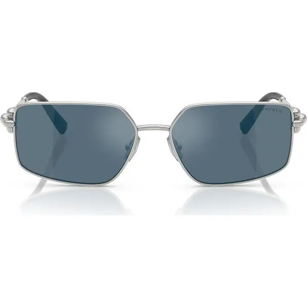 Tiffany & Co. 58mm Rectangle Sunglasses - Silver / Blue Internal Silver