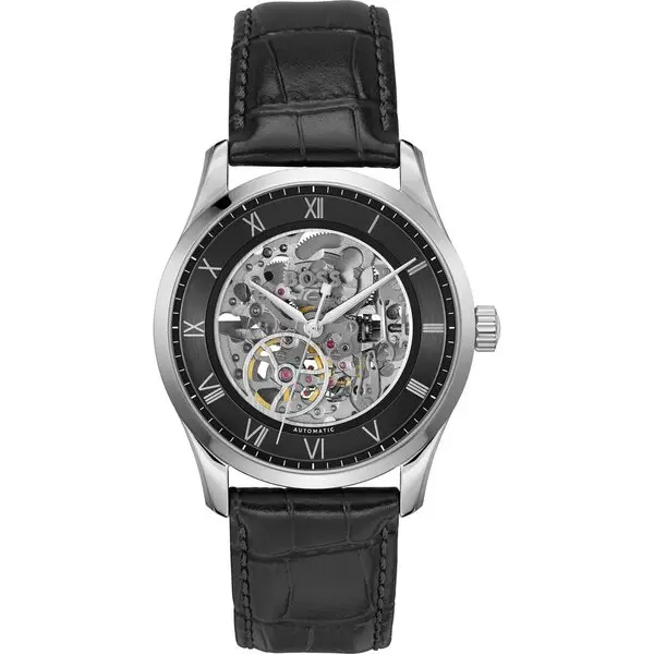 BOSS Principle Skeleton Automatic Strap Watch - Black