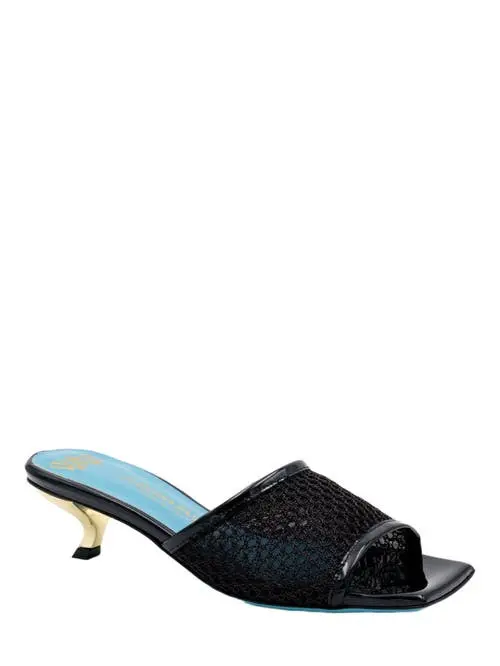 VALENTINA RANGONI Vesta Low Heel Mesh Slides - Black Nadina