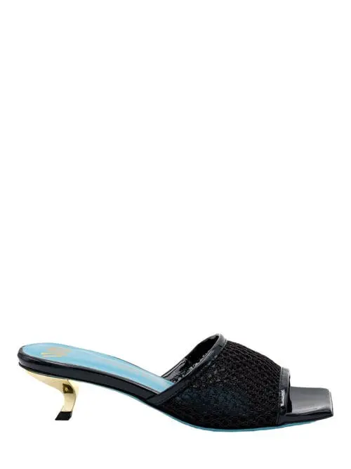 VALENTINA RANGONI Vesta Low Heel Mesh Slides - Black Nadina