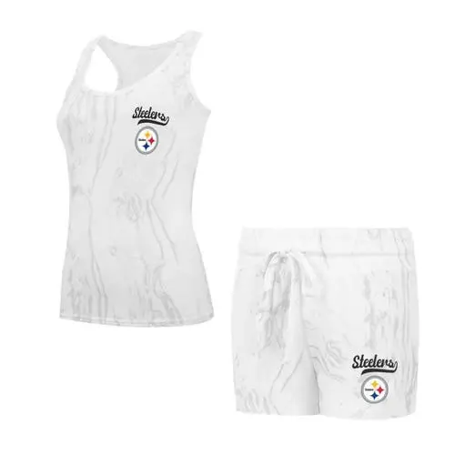 CONCEPTS SPORT Pittsburgh Steelers Quartz Hacci Knit Tank Top & Shorts Sleep Set - Cream