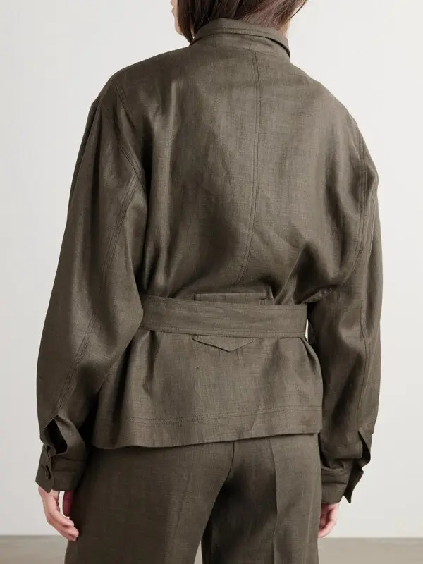 Loro Piana Jaylon Belted Linen And Wool-blend Jacket