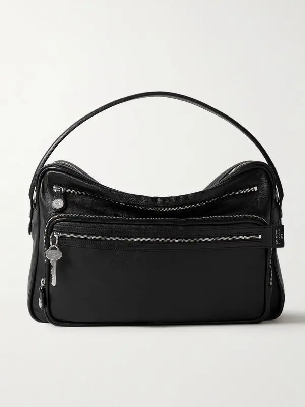 Acne Studios Camero Medium Embellished Textured-leather Tote - Black