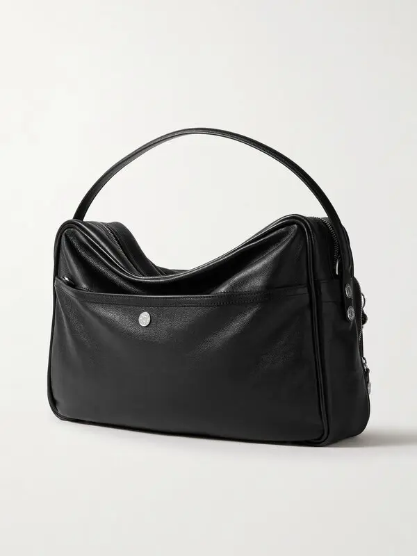 Acne Studios Camero Medium Embellished Textured-leather Tote - Black