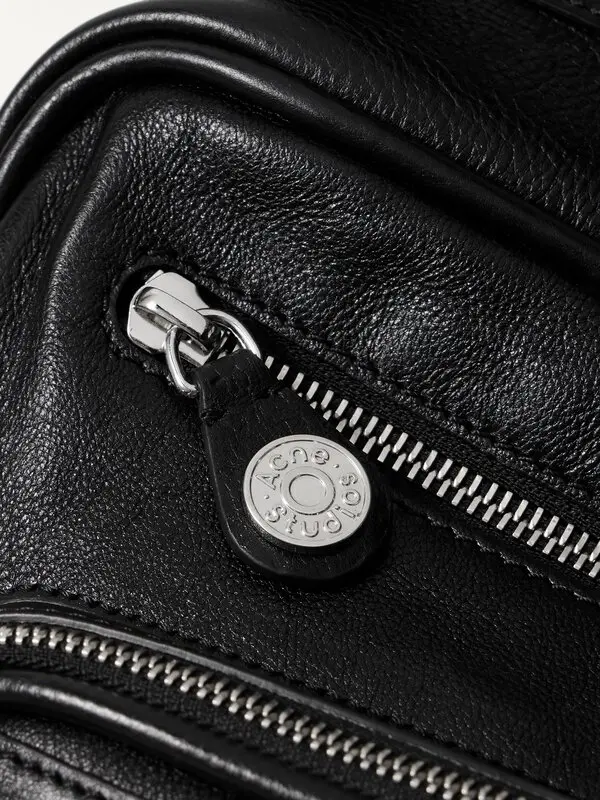 Acne Studios Camero Medium Embellished Textured-leather Tote - Black