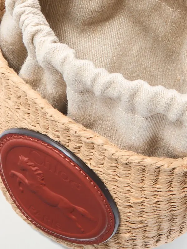 Chloé Embossed Leather-trimmed Raffia-like Bucket Bag