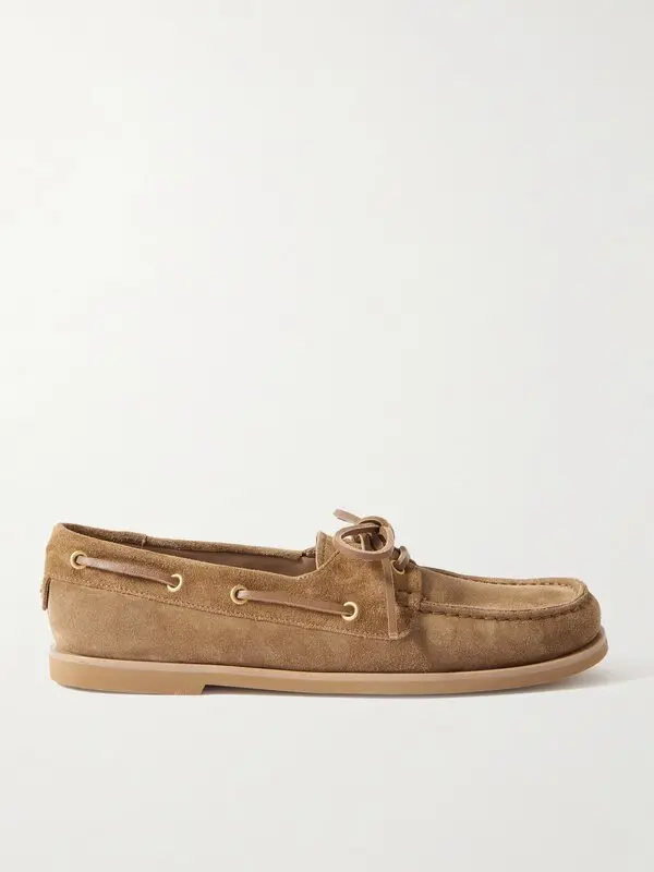 GIANVITO ROSSI Vandée Suede Boat Shoes - Neutrals