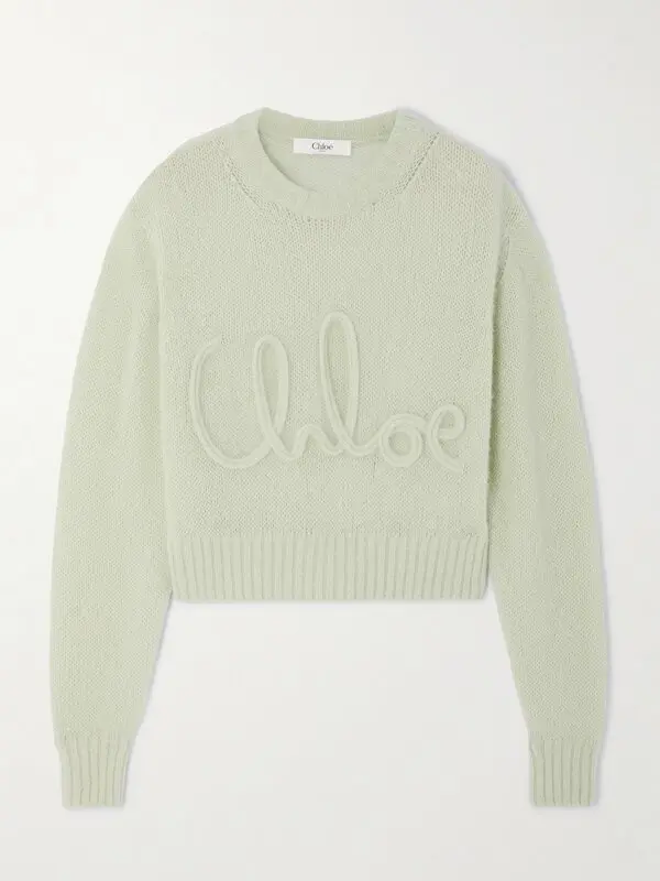 Chloé Embroidered Alpaca And Silk-blend Sweater