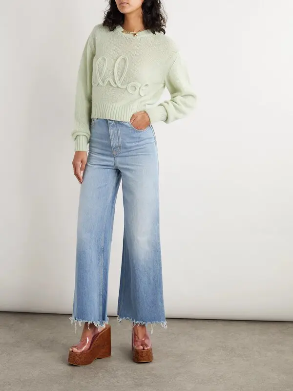 Chloé Embroidered Alpaca And Silk-blend Sweater