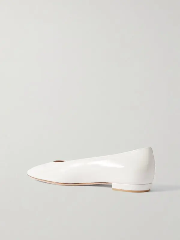 GIANVITO ROSSI Amelia Glossed-leather Ballet Flats - White