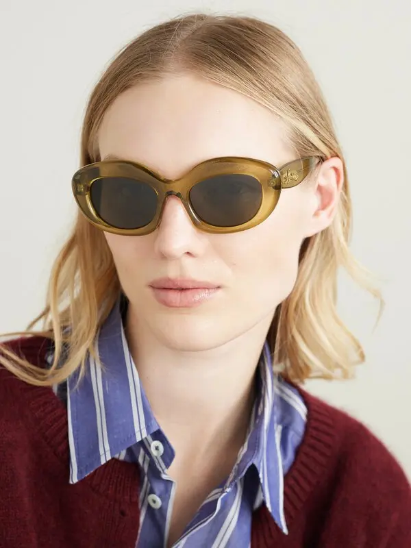 Loewe Curvy Oversized Round-frame Acetate Sunglasses - Green