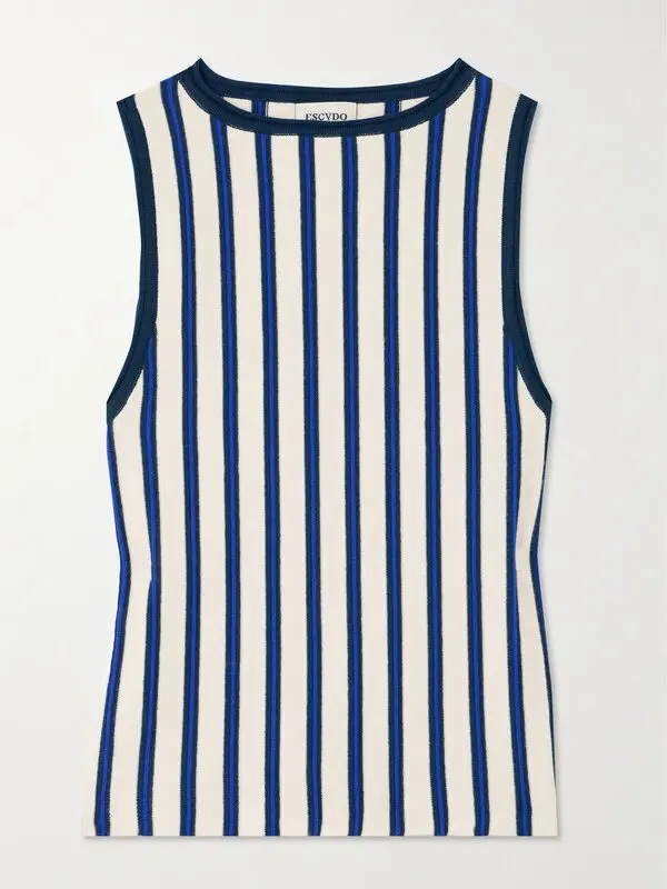 Escvdo Manglar Striped Organic Cotton Top - Blue