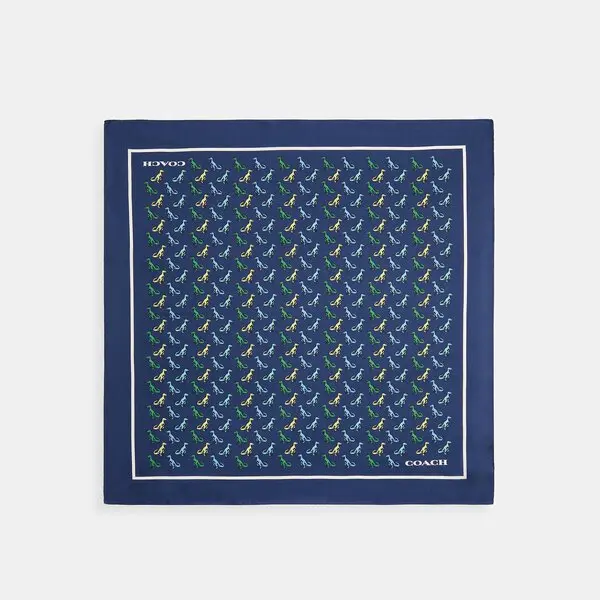 COACH T-rex Print Silk Bandana - Deep Blue
