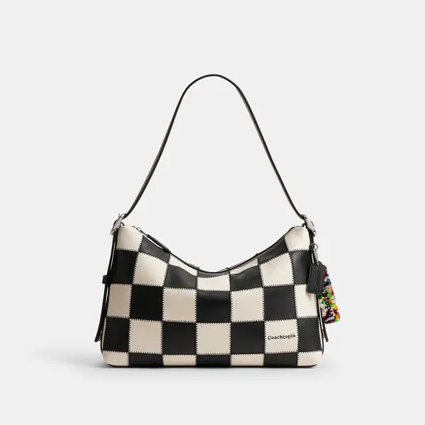 COACHTOPIA Alter/ego Checkerboard Slouchy Shoulder Bag - Black/chalk