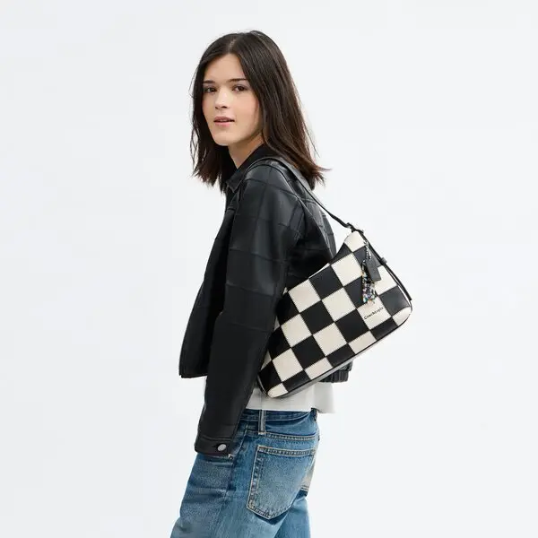 COACHTOPIA Alter/ego Checkerboard Slouchy Shoulder Bag - Black/chalk