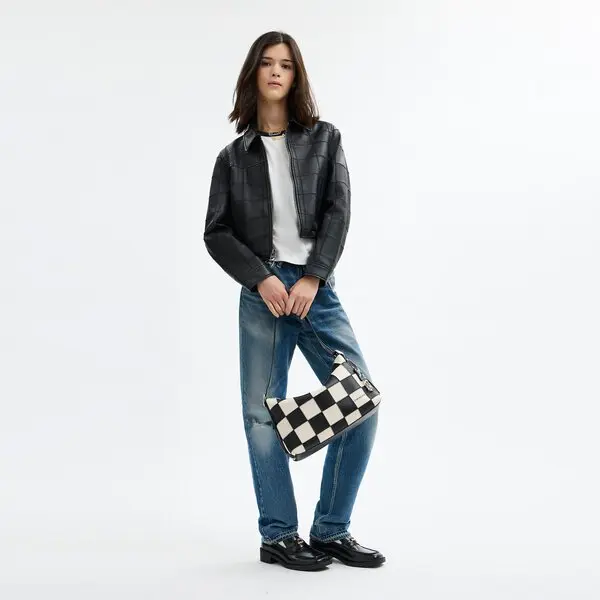 COACHTOPIA Alter/ego Checkerboard Slouchy Shoulder Bag - Black/chalk