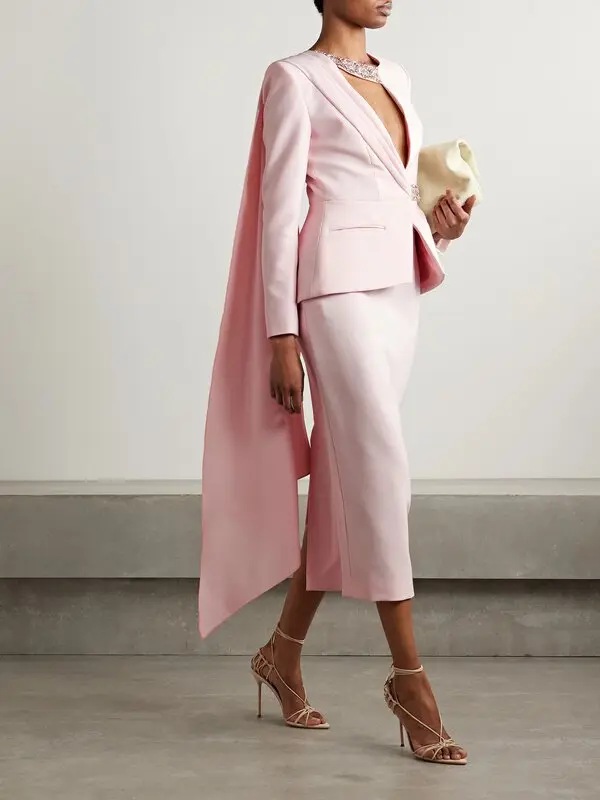 Sabina Bilenko Embellished Draped Crepe Jacket