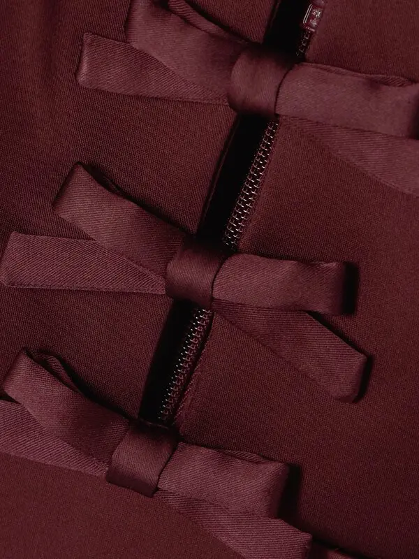 Rebecca Vallance Cutout Bow-detailed Duchesse-satin Midi Dress - Burgundy