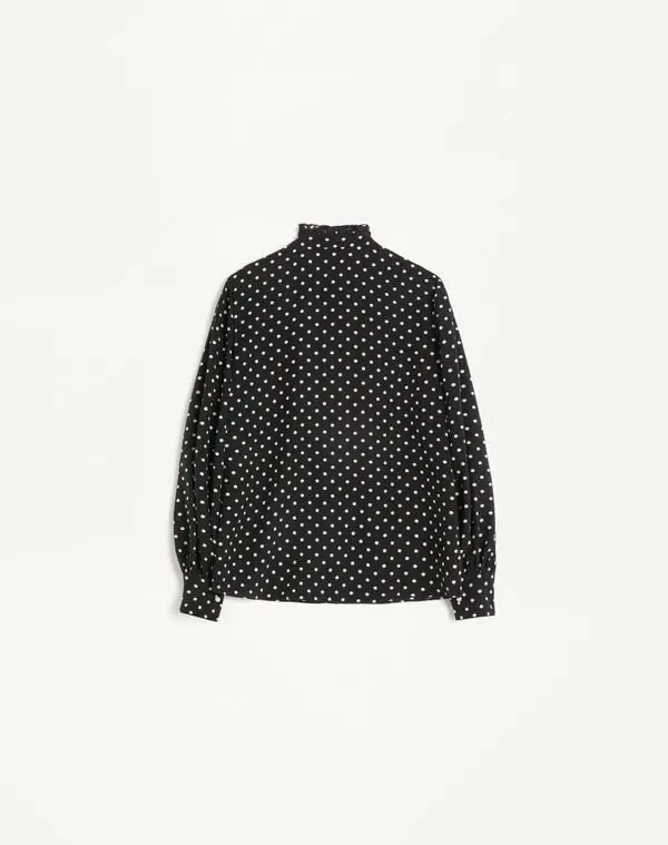 Valentino Garavani Long-sleeved Crepe De Chine Shirt With Plusdepois Print - Black/birch