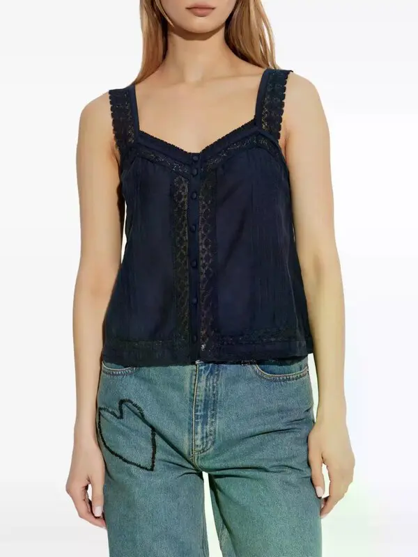 Zadig&Voltaire Lace Trimmed Tank Top - Blue