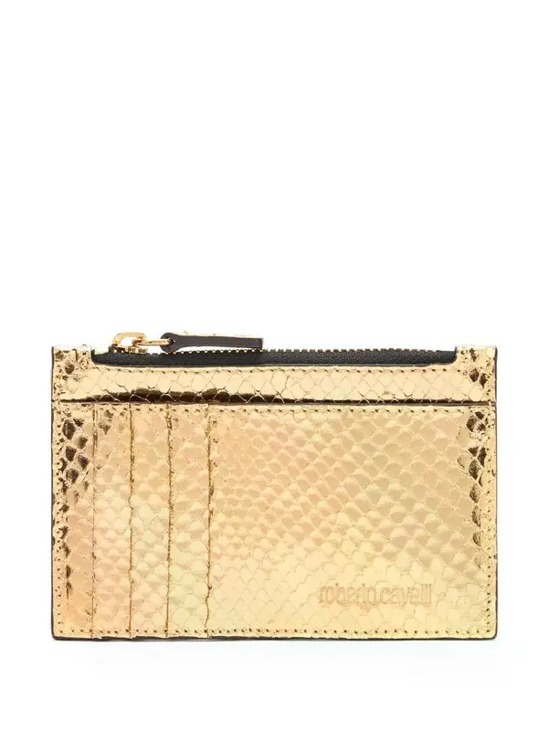 Roberto Cavalli Metallic Leather Card Holder - Gold