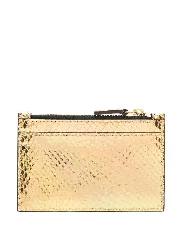 Roberto Cavalli Metallic Leather Card Holder - Gold