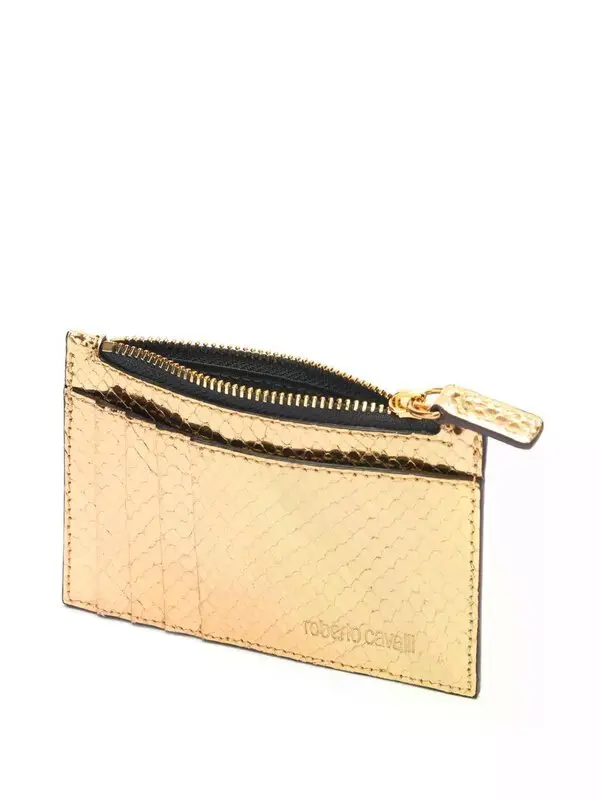Roberto Cavalli Metallic Leather Card Holder - Gold