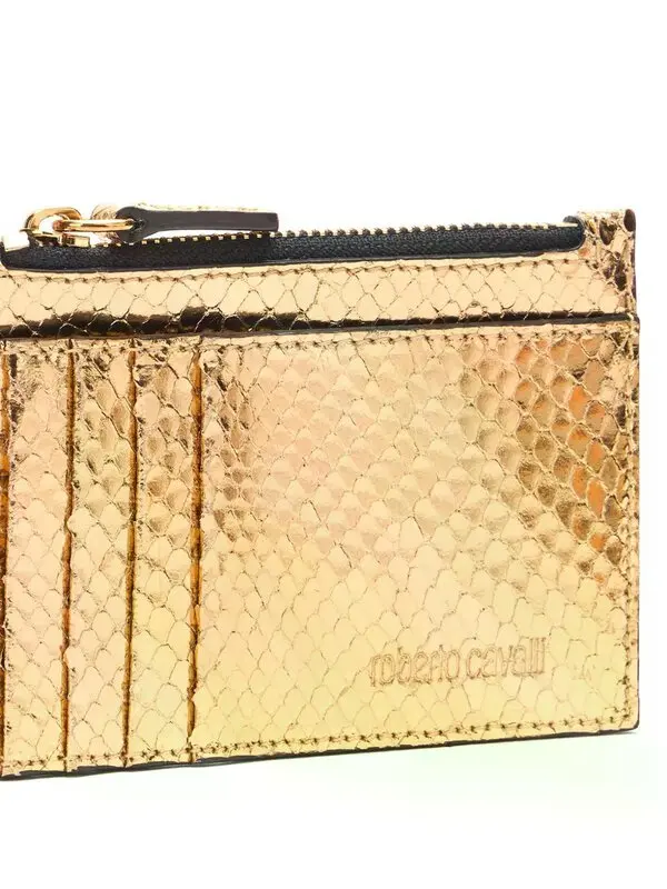 Roberto Cavalli Metallic Leather Card Holder - Gold