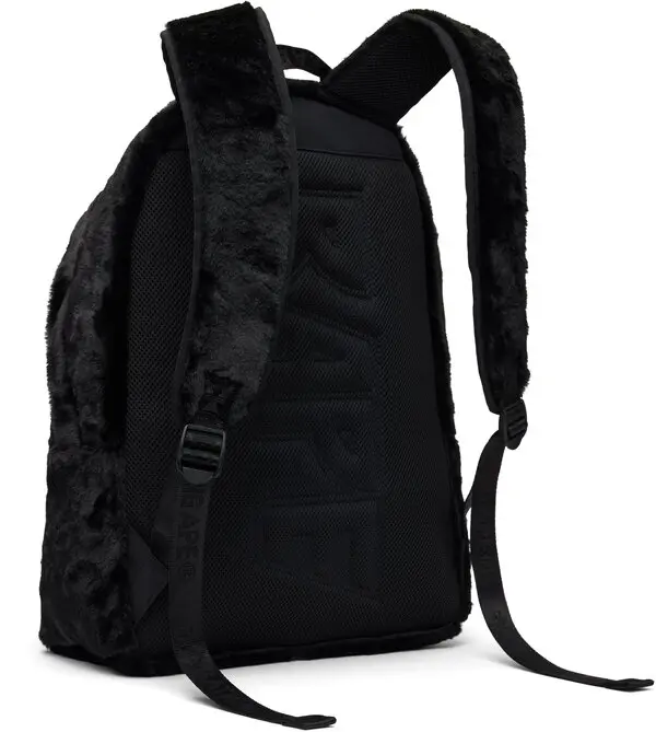 A Bathing Ape Shark Faux-Fur Daypack Backpack - Black | Editorialist