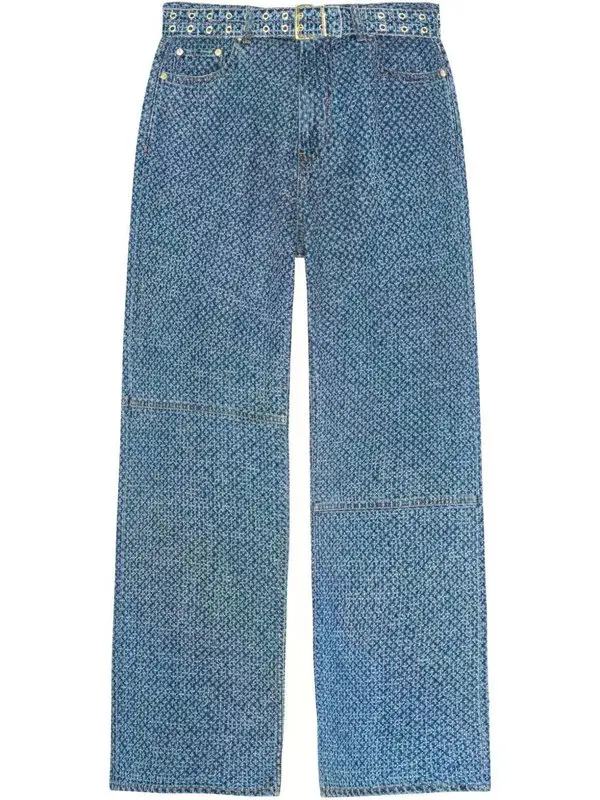 GANNI Belted Wide-leg Jeans