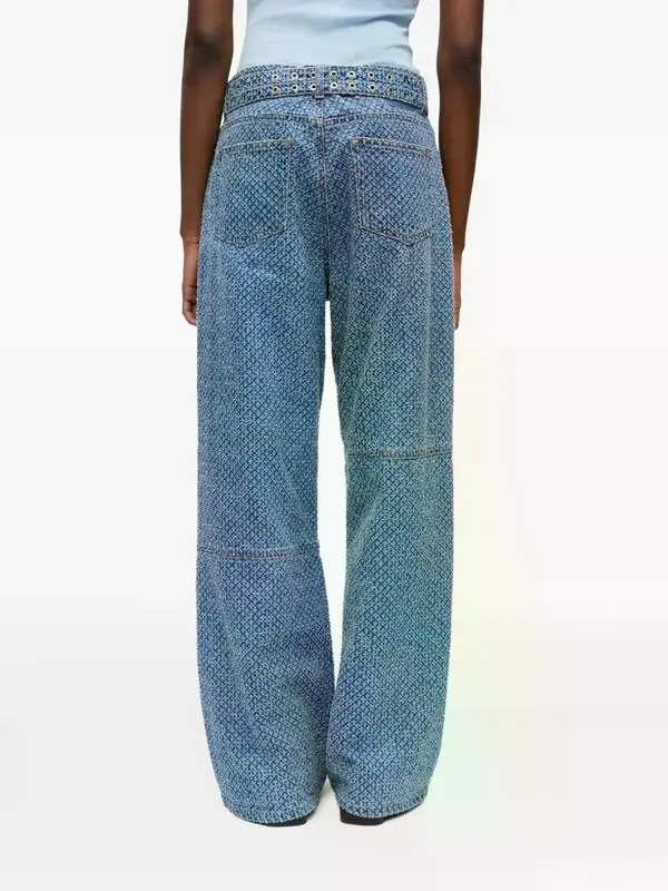 GANNI Belted Wide-leg Jeans