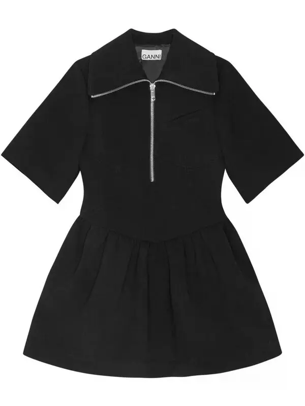 GANNI Zip-up Minidress - Black