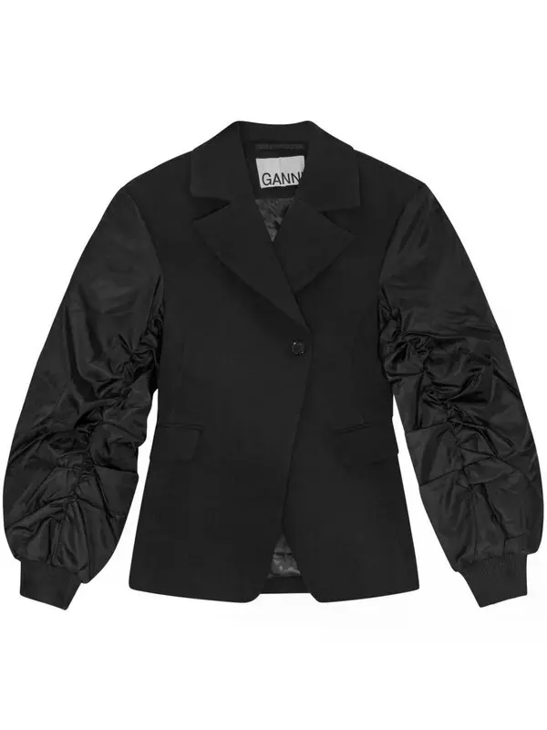 GANNI Contrast-sleeve Blazer