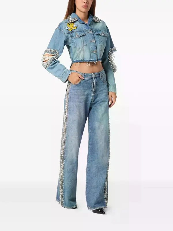 Philipp Plein Denim Cropped Jacket