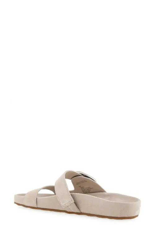Aerosoles Lemon Flatform Slide Sandal - Stone Suede