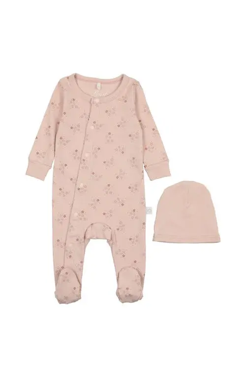 POUF Star Print Footie - Dusty Pink