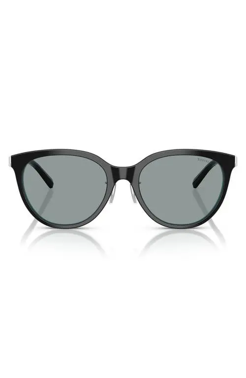 Tiffany & Co. 55mm Round Frame Sunglasses - Black On Tiffany Blue/grey