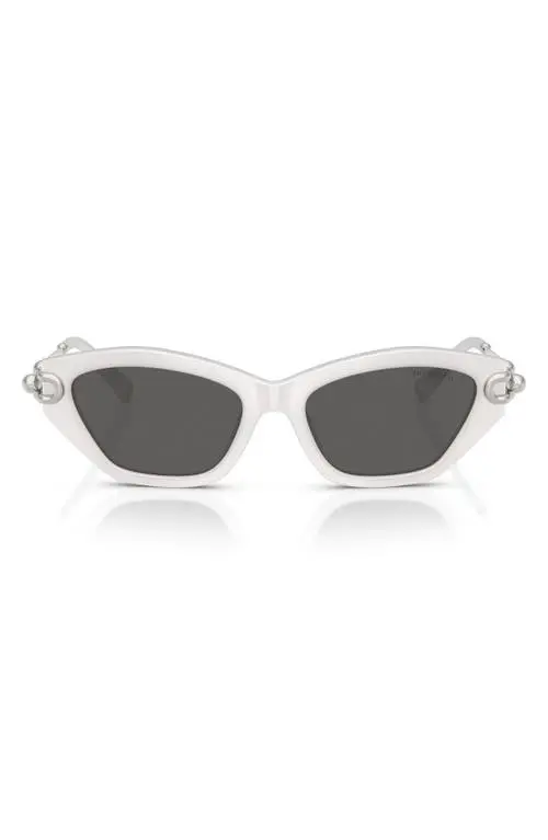 Tiffany & Co. 53mm Cat Eye Sunglasses - Frosted Star White / Dark Grey