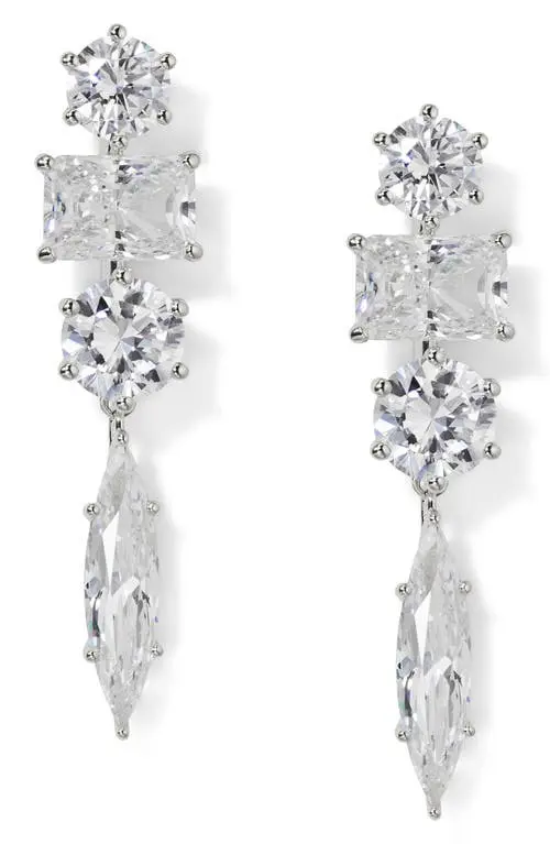 Nadri Beatrix Mixed Cubic Zirconia Drop Earrings - Rhodium